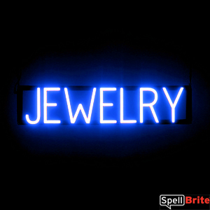 JEWELRY LED Sign in Blue, Neon Look