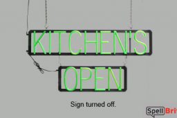 KITCHEN'S OPEN Sign | SpellBrite LED - better than Neon