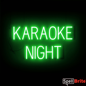 Green LED KARAOKE NIGHT Sign, Neon Sign Look, LED Lights