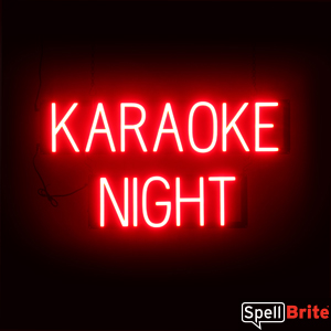 Red LED KARAOKE NIGHT Sign, Neon Sign Look, LED Lights