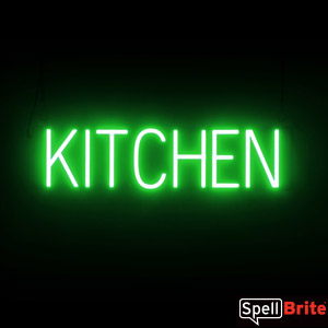 Green LED KITCHEN Sign, Neon Sign Look with LED Lights