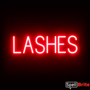 Red LED LASHES Sign, Neon Sign Look with LED Lights
