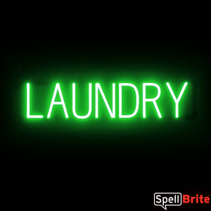 Green LED LAUNDRY Sign, Neon Sign Look with LED Lights