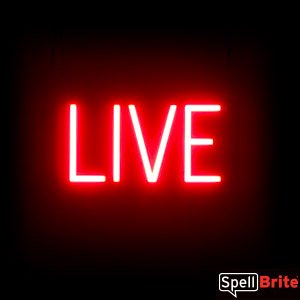 Red LED LIVE Sign, Neon Sign Look with LED Lights