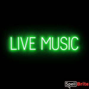 Green LED LIVE MUSIC Sign, Neon Sign Look with LED Lights