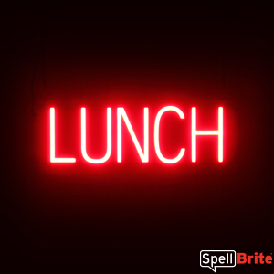 Red LED LUNCH Sign, Neon Sign Look with LED Lights