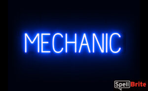 Red LED MECHANIC Sign, Neon Sign Look with LED Lights