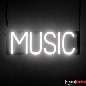 MUSIC LED Sign in White, Neon Look