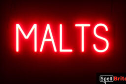 Red LED MALTS Sign, Neon Sign Look with LED Lights