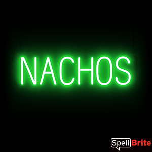 Green LED NACHOS Sign, Neon Sign Look with LED Lights