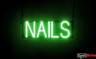 NAILS LED Sign in Red, Neon Look