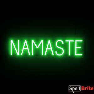 Green LED NAMASTE Sign, Neon Sign Look with LED Lights