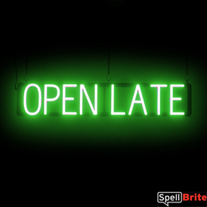 OPEN LATE LED Sign in Green, Neon Look