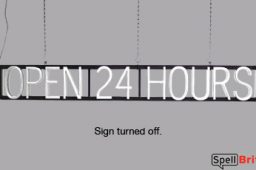 OPEN 24 HOURS LED Sign in White, One Row
