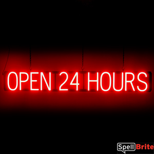 OPEN 24 HOURS LED Sign in Red, One Row