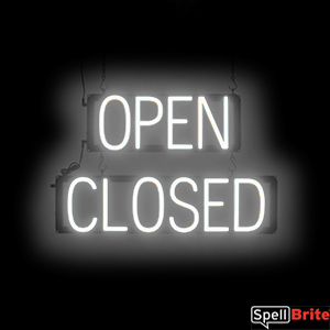 OPEN CLOSED LED Sign in White, Neon Look