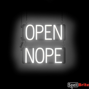 OPEN NOPE LED Sign in White, Neon Look