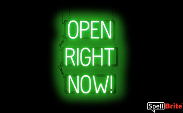 OPEN RIGHT NOW! LED Sign in Blue, Neon Look
