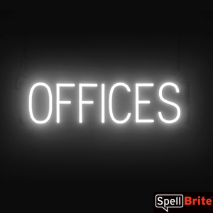 White LED OFFICES Sign, Neon Sign Look with LED Lights