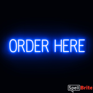 Blue LED ORDER HERE Sign, Neon Sign Look with LED Lights