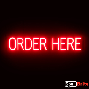 Red LED ORDER HERE Sign, Neon Sign Look with LED Lights