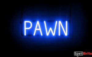 PAWN LED Sign in Red, Neon Look