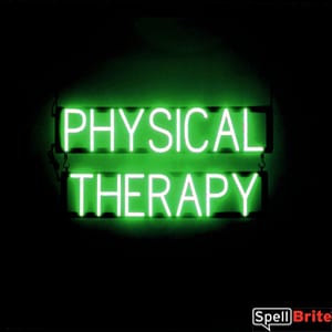 PHYSICAL THERAPY LED Sign in Green, Neon Look