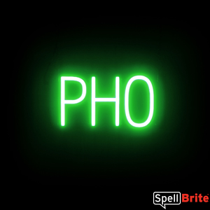 Green LED PHO Sign, Neon Sign Appearance with LED Lights