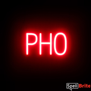 LED PHO Sign in Red, Neon Sign Appearance with LED Lights