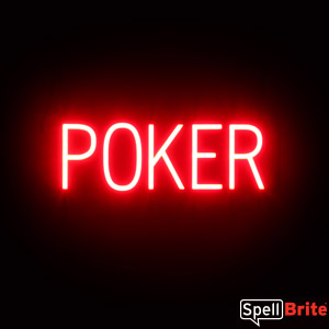 Red LED POKER Sign, Neon Sign Look with LED Lights