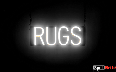 RUGS LED Sign in Red, Neon Look