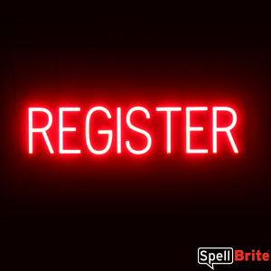 Red LED REGISTER Sign, Neon Sign Look with LED Lights