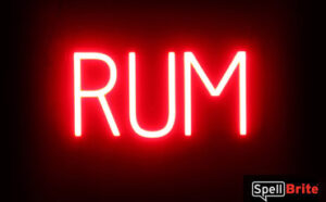 LED RUM Sign in Red, Neon Sign Appearance with LED Lights