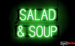 SALAD & SOUP LED Sign in Green, Neon Look