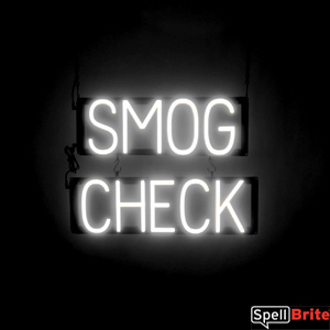 SMOG CHECK LED Sign in White, Neon Look