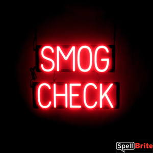 SMOG CHECK LED Sign in Red, Neon Look