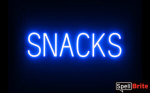 Red LED SNACKS Sign, Neon Sign Look with LED Lights