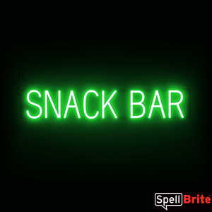 Green LED SNACK BAR Sign, Neon Sign Look with LED Lights