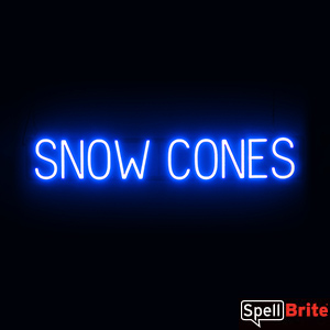 Blue LED SNOW CONES Sign, Neon Sign Look with LED Lights