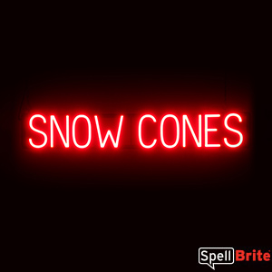 Red LED SNOW CONES Sign, Neon Sign Look with LED Lights