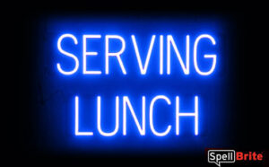 Red LED SERVING LUNCH Sign, Neon Sign Look, LED Lights