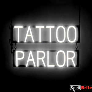 TATTOO PARLOR LED Sign in White, Neon Look