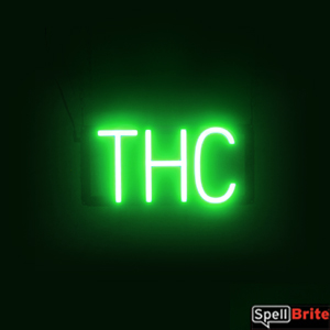 Green LED THC Sign, Neon Sign Appearance with LED Lights