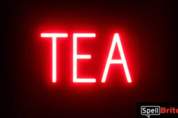 LED TEA Sign in Red, Neon Sign Appearance with LED Lights