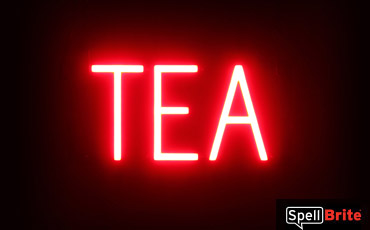 LED TEA Sign in Red, Neon Sign Appearance with LED Lights