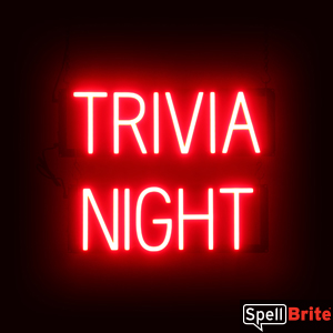 Red LED TRIVIA NIGHT Sign, Neon Sign Look with LED Lights