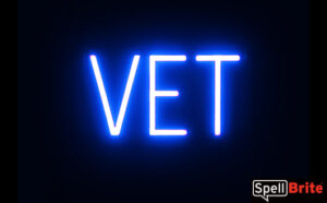Blue LED VET Sign, Neon Sign Appearance with LED Lights
