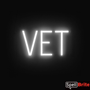 White LED VET Sign, Neon Sign Appearance with LED Lights