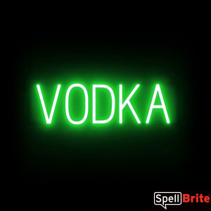 Green LED VODKA Sign, Neon Sign Look with LED Lights