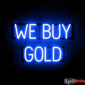 WE BUY GOLD LED Sign in Blue, Neon Look